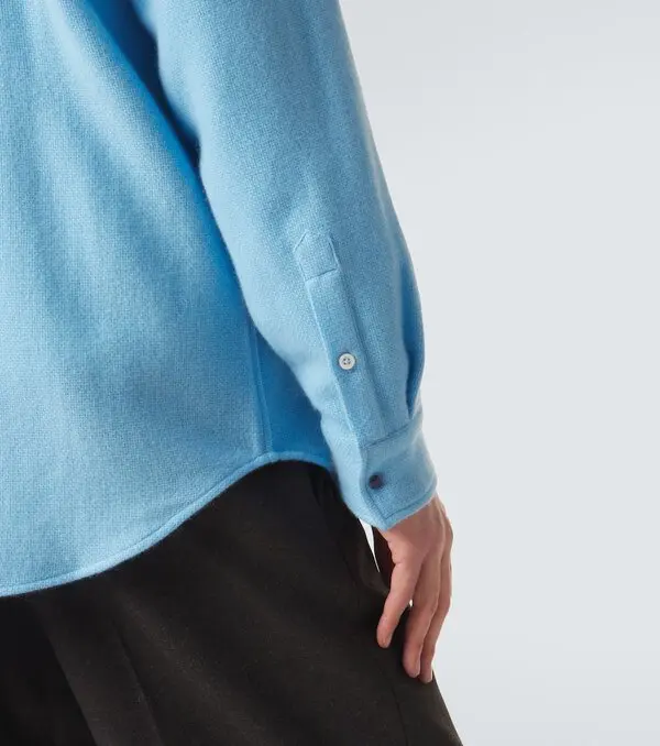 GOD'S TRUE CASHMERE Lagoon Cashmere Shirt With Lapis Lazuli - Blue