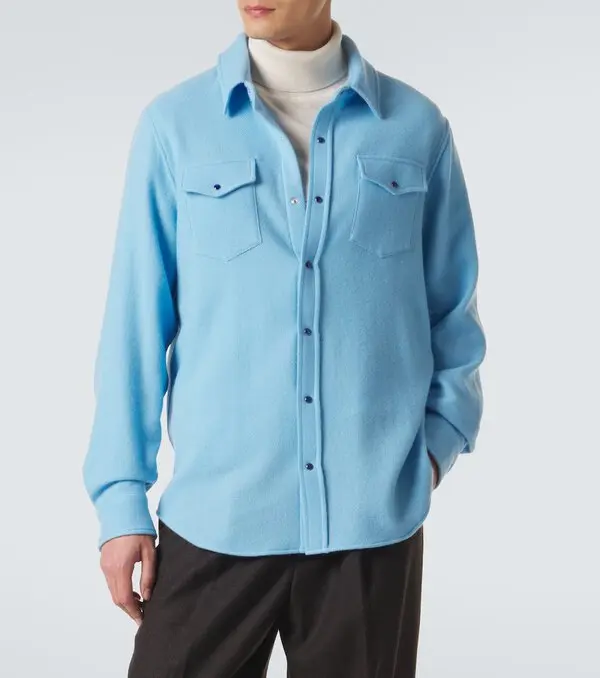 GOD'S TRUE CASHMERE Lagoon Cashmere Shirt With Lapis Lazuli - Blue