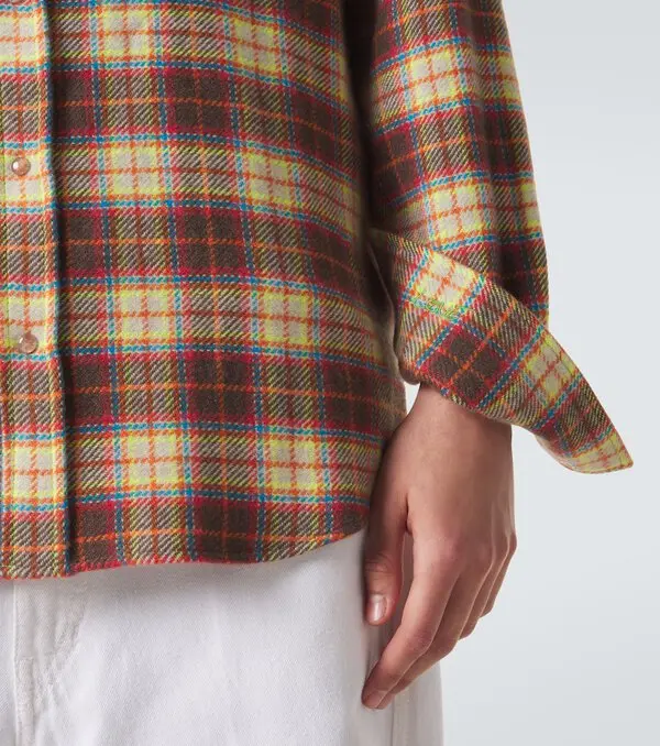 GOD'S TRUE CASHMERE Plaid Cashmere Shirt With Sunstone - Multicoloured