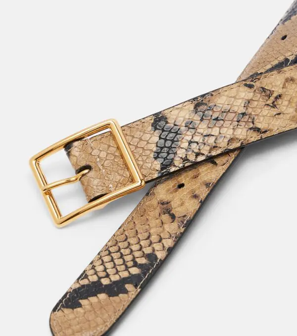 NILI LOTAN Gabriele Snake-print Leather Belt