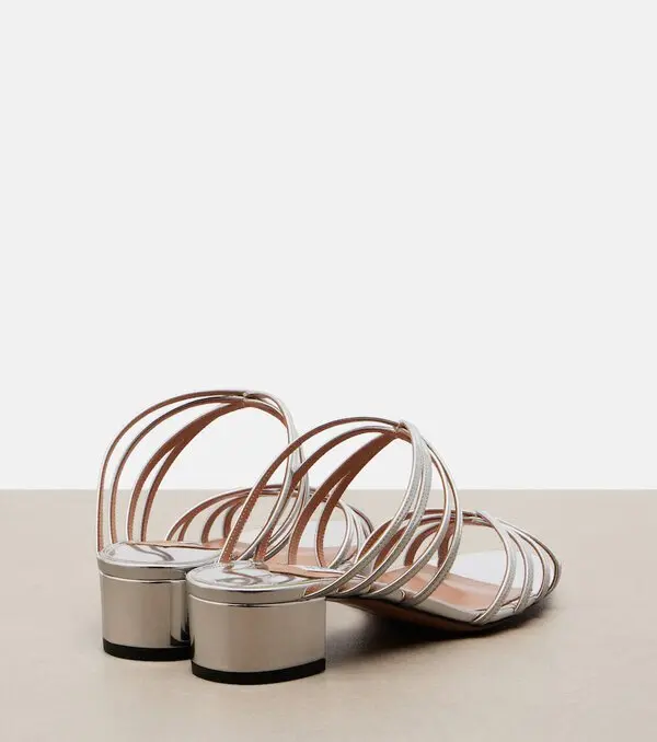 AQUAZZURA Mirrored Leather Mules
