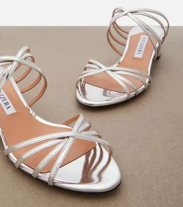 AQUAZZURA Mirrored Leather Mules