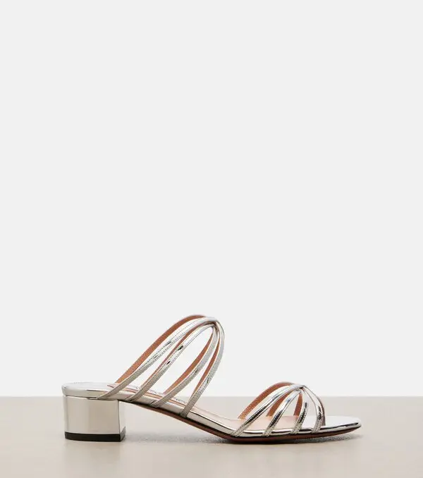 AQUAZZURA Mirrored Leather Mules