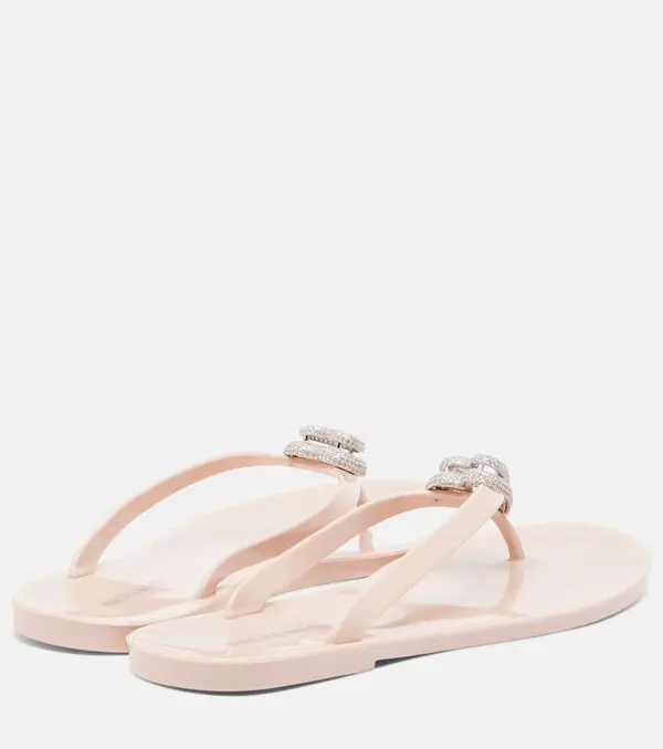 Mach & Mach Riviera Embellished Thong Sandals - Pink