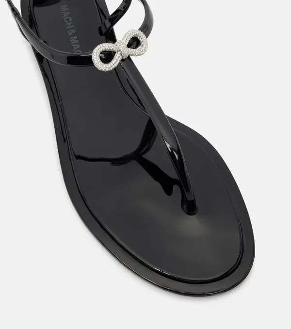 Mach & Mach Riviera Embellished Thong Sandals - Black