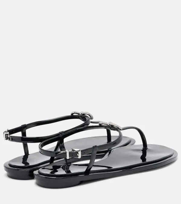 Mach & Mach Riviera Embellished Thong Sandals - Black