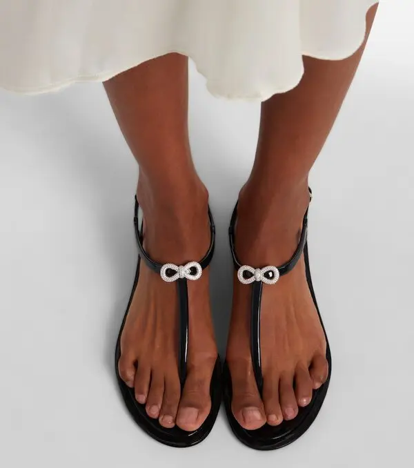 Mach & Mach Riviera Embellished Thong Sandals - Black