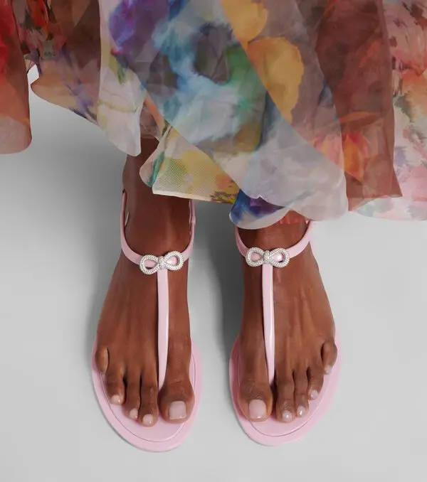 Mach & Mach Riviera Embellished Thong Sandals - Pink