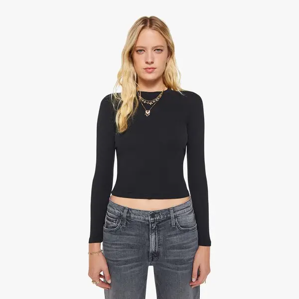 MOTHER The L/s Itty Bitty Crop T-shirt - Black