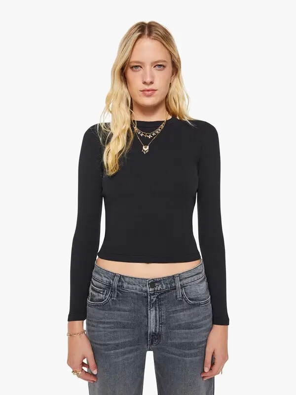 MOTHER The L/s Itty Bitty Crop T-shirt - Black