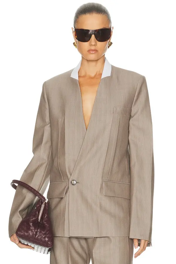 Victoria Beckham Collarless Virgin Wool Jacket