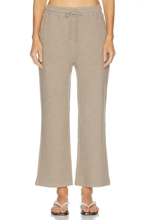 NEGATIVE UNDERWEAR Waffle Knit Cropped Track Pant - Mink