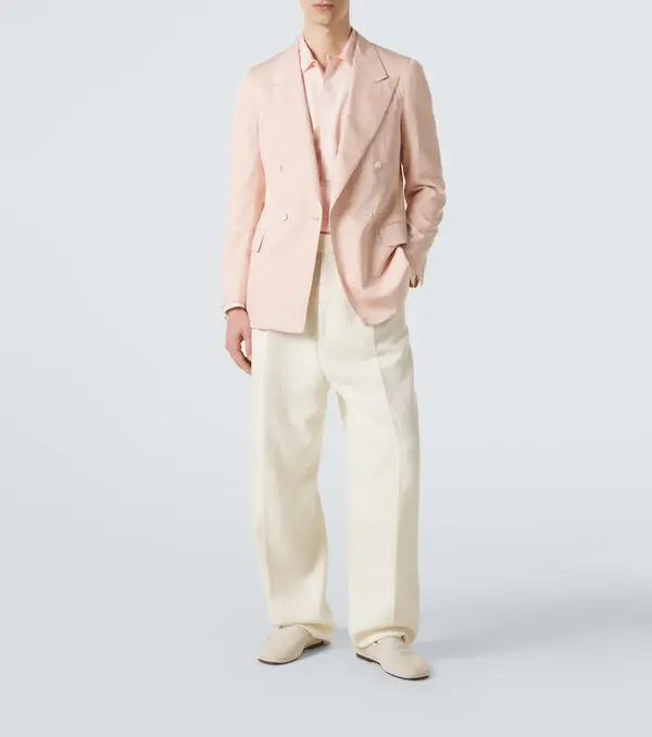 UMIT BENAN Richard Double-breasted Silk Blazer
