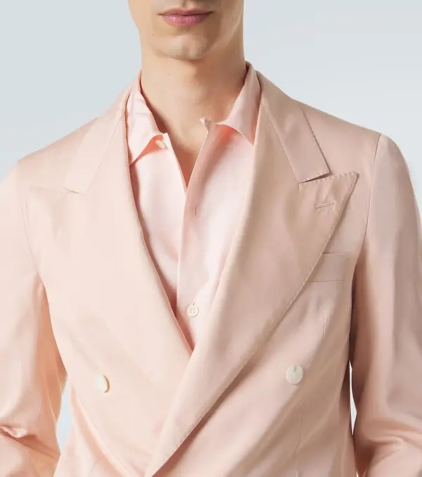 UMIT BENAN Richard Double-breasted Silk Blazer