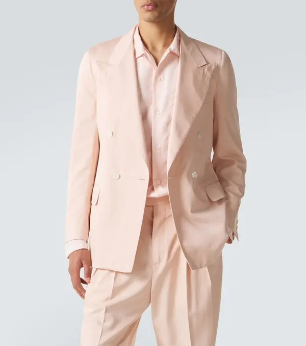 UMIT BENAN Richard Double-breasted Silk Blazer