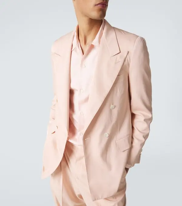 UMIT BENAN Richard Double-breasted Silk Blazer