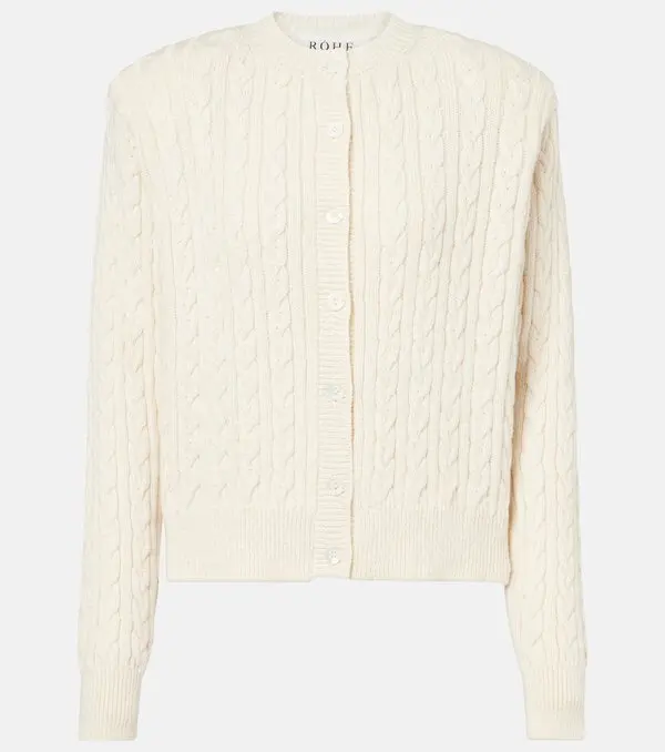 RÓHE Cable-knit Cotton And Merino Wool Cardigan - White