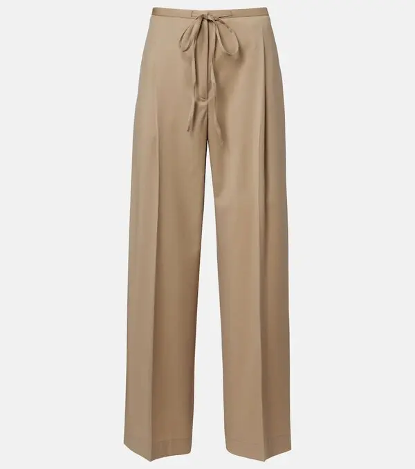 RÓHE Pleated Virgin Wool Wide-leg Pants - Beige