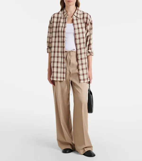 RÓHE Pleated Virgin Wool Wide-leg Pants - Beige