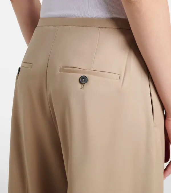 RÓHE Pleated Virgin Wool Wide-leg Pants - Beige