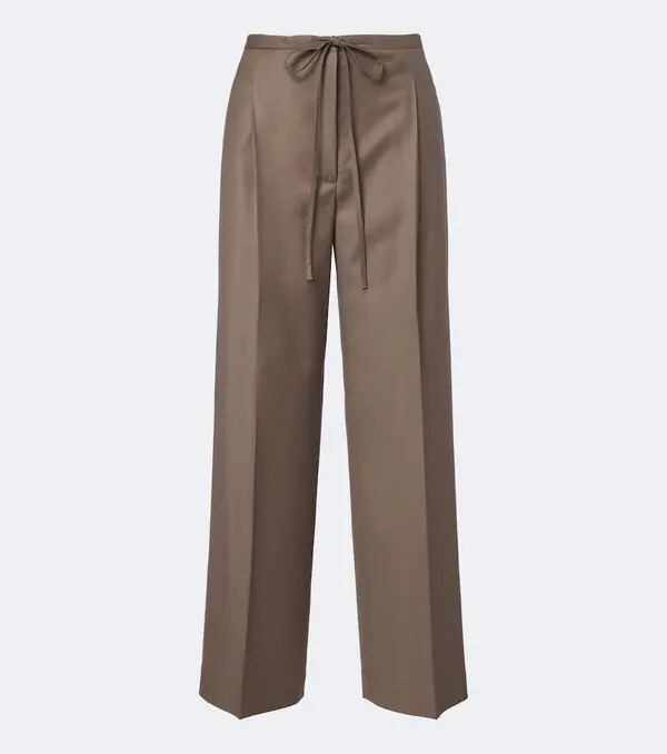 RÓHE Pleated Virgin Wool Wide-leg Pants - Brown