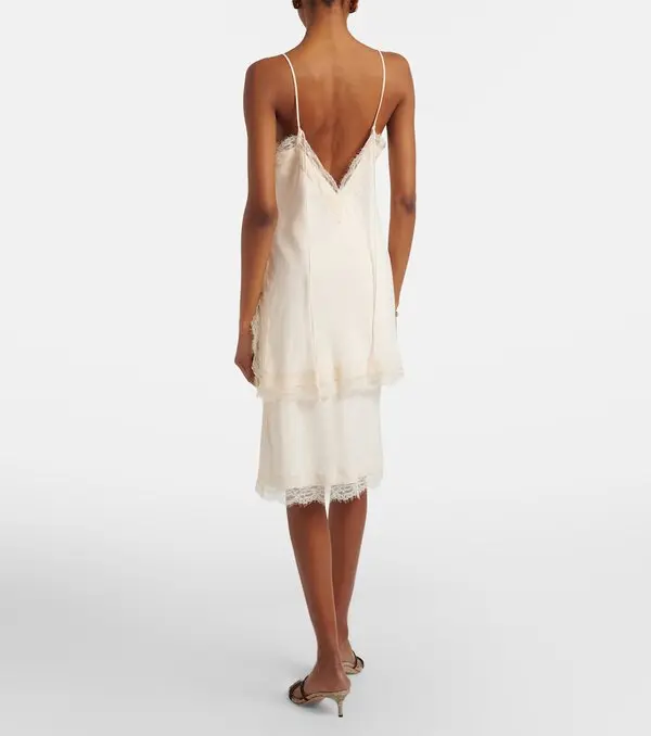 RÓHE Lace-trimmed Satin Slip Skirt - White