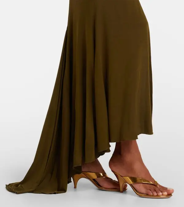 Blumarine Floral-appliqué Ruched Maxi Dress