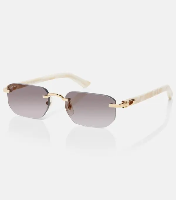 Cartier Décor C De Rectangular Sunglasses - White