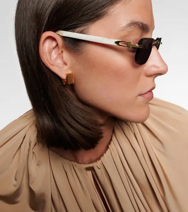 Cartier Décor C De Rectangular Sunglasses - White