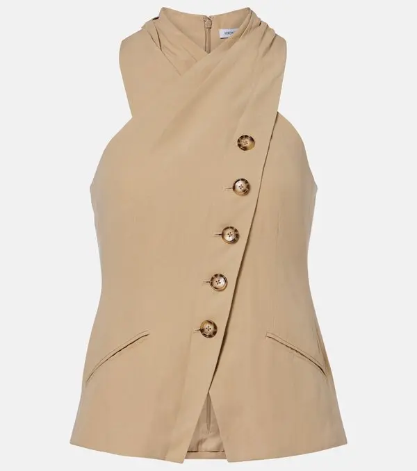 Veronica Beard Pacey Halterneck Top - Brown