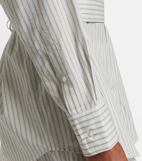 RÓHE Belted Striped Silk And Cotton Shirt