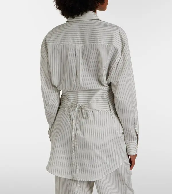 RÓHE Belted Striped Silk And Cotton Shirt