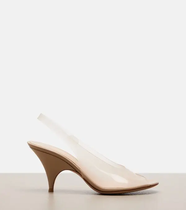 GIANVITO ROSSI Leather-trimmed Slingback Sandals - Beige