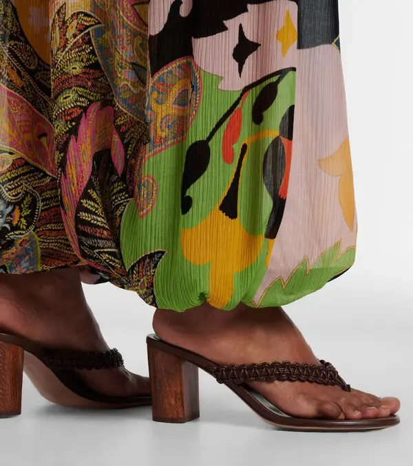 GIANVITO ROSSI Braided Leather Thong Heeled Sandals - Brown