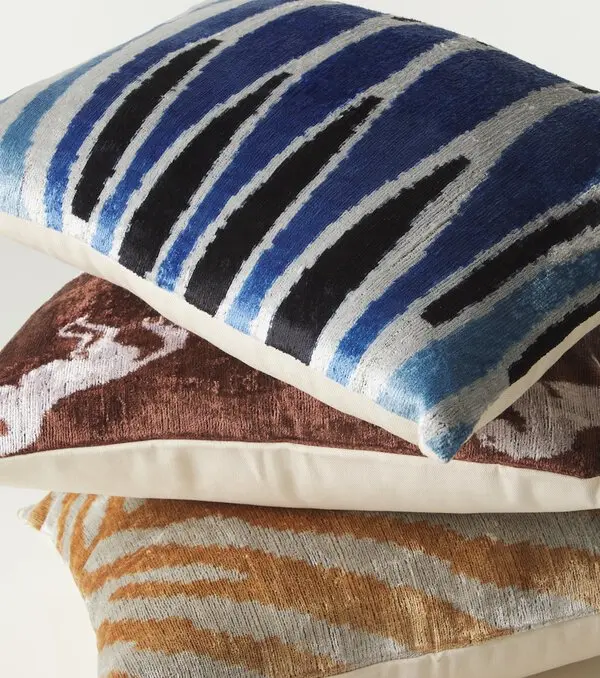 LES-OTTOMANS Striped Cotton And Silk Velvet Cushion
