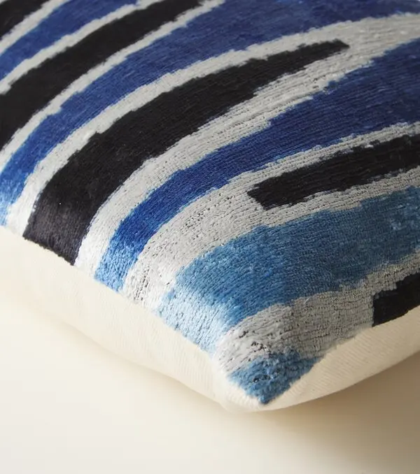 LES-OTTOMANS Striped Cotton And Silk Velvet Cushion