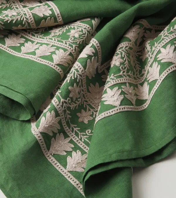 LES-OTTOMANS Embroidered Linen Tablecloth