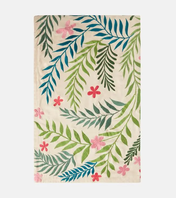 LES-OTTOMANS Embroidered Cotton Tablecloth - Multicoloured