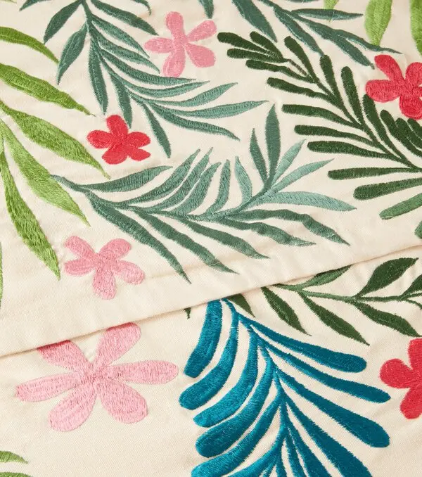 LES-OTTOMANS Embroidered Cotton Tablecloth - Multicoloured