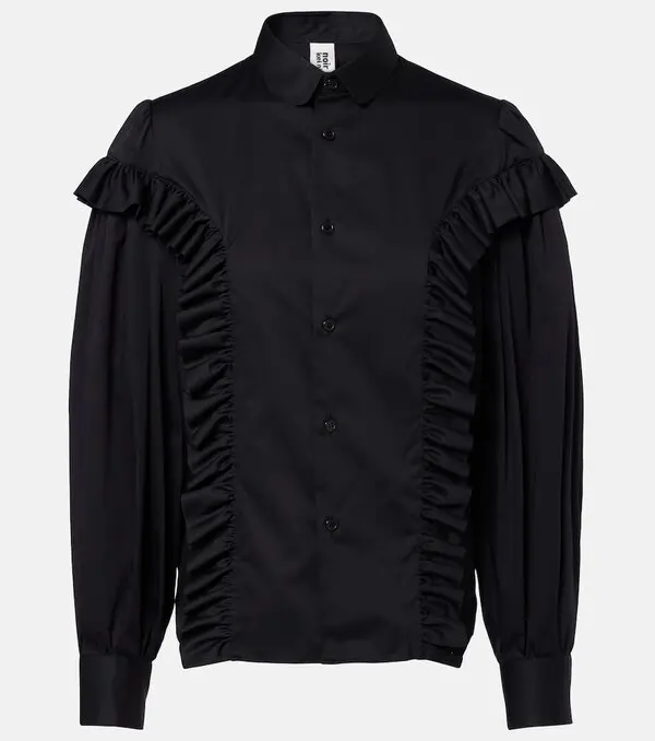 Noir Kei Ninomiya Ruffled Cotton Shirt - Black