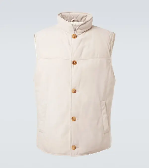 Brunello Cucinelli Suede Down Vest - Beige