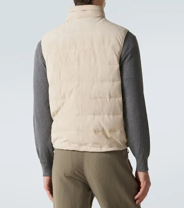 Brunello Cucinelli Suede Down Vest - Brown