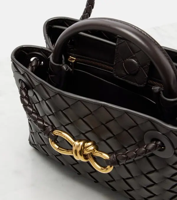 Bottega Veneta Andiamo Mini Woven Leather Bag - Brown