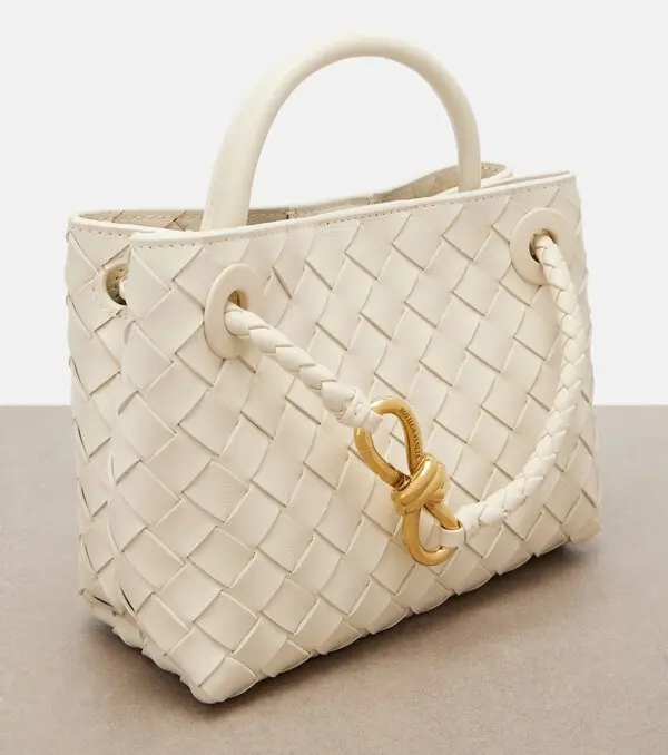 Bottega Veneta Andiamo Mini Woven Leather Bag - White