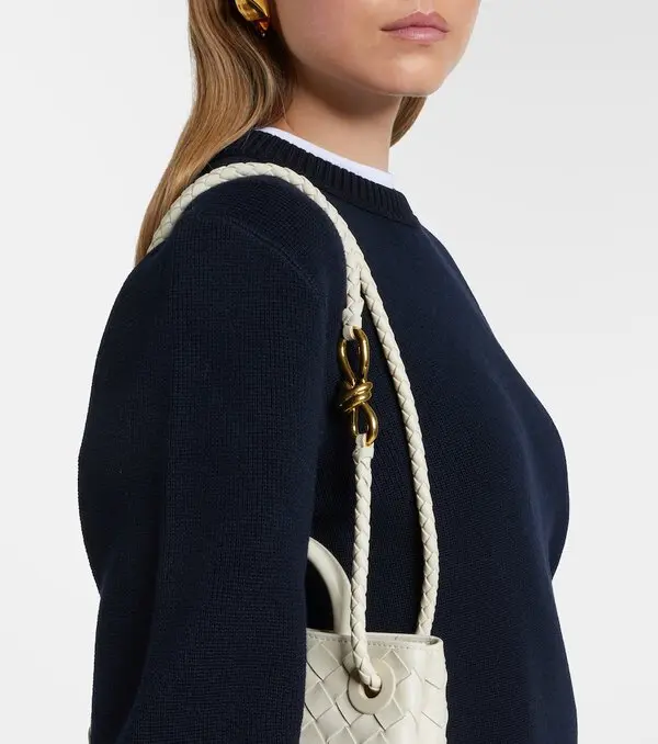 Bottega Veneta Andiamo Mini Woven Leather Bag - White