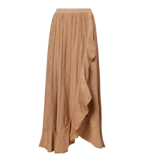 Zimmermann Aster Pointelle Lamé Maxi Skirt - Brown