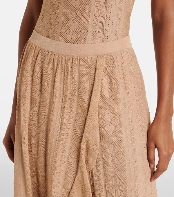Zimmermann Aster Pointelle Lamé Maxi Skirt - Brown