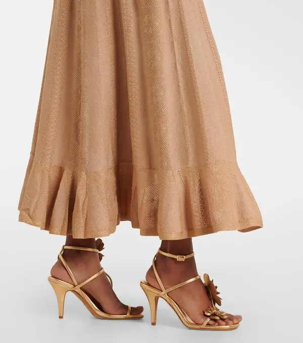 Zimmermann Aster Pointelle Lamé Maxi Skirt - Brown