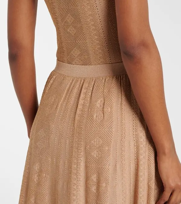 Zimmermann Aster Pointelle Lamé Maxi Skirt - Brown