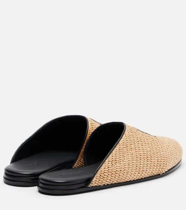 Givenchy Label Leather-trimmed Woven Mules - Beige